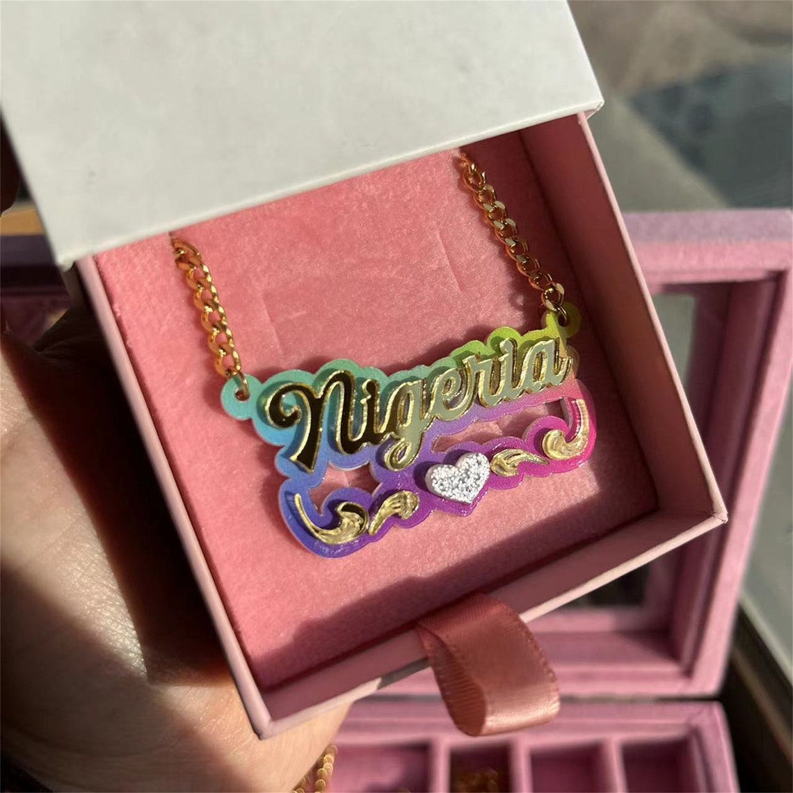 Acrylic Nameplate Custom Name Acrylic Necklace Personalized - Etsy