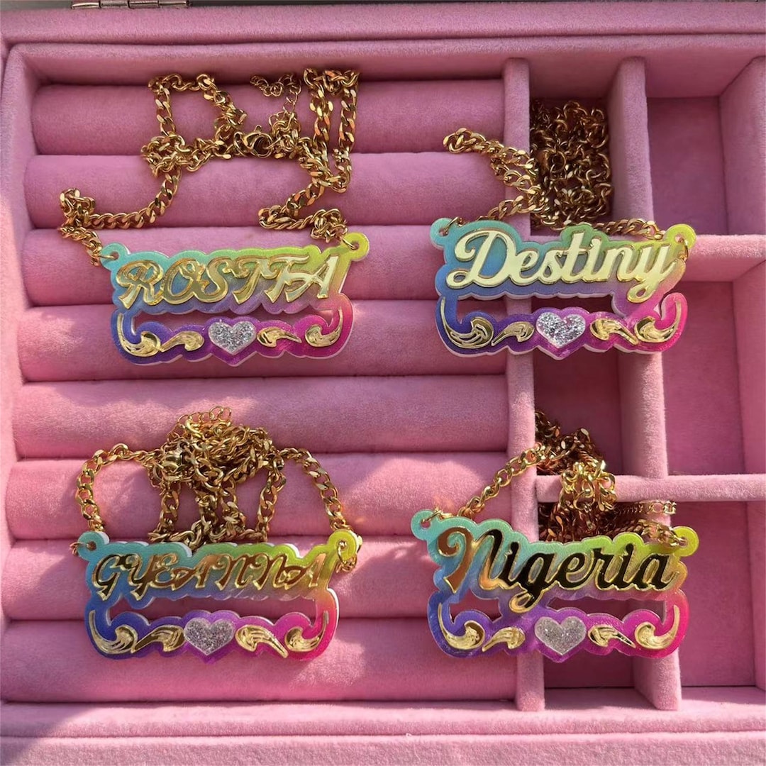 Acrylic Nameplate, Custom Name Acrylic Necklace, Personalized Necklace ...