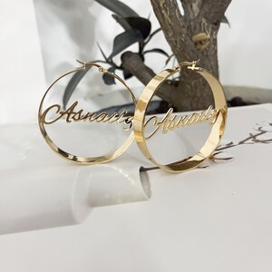 Custom Letter Hoop Earrings, Hoop Name Earrings, Women's Hoop Earrings ...