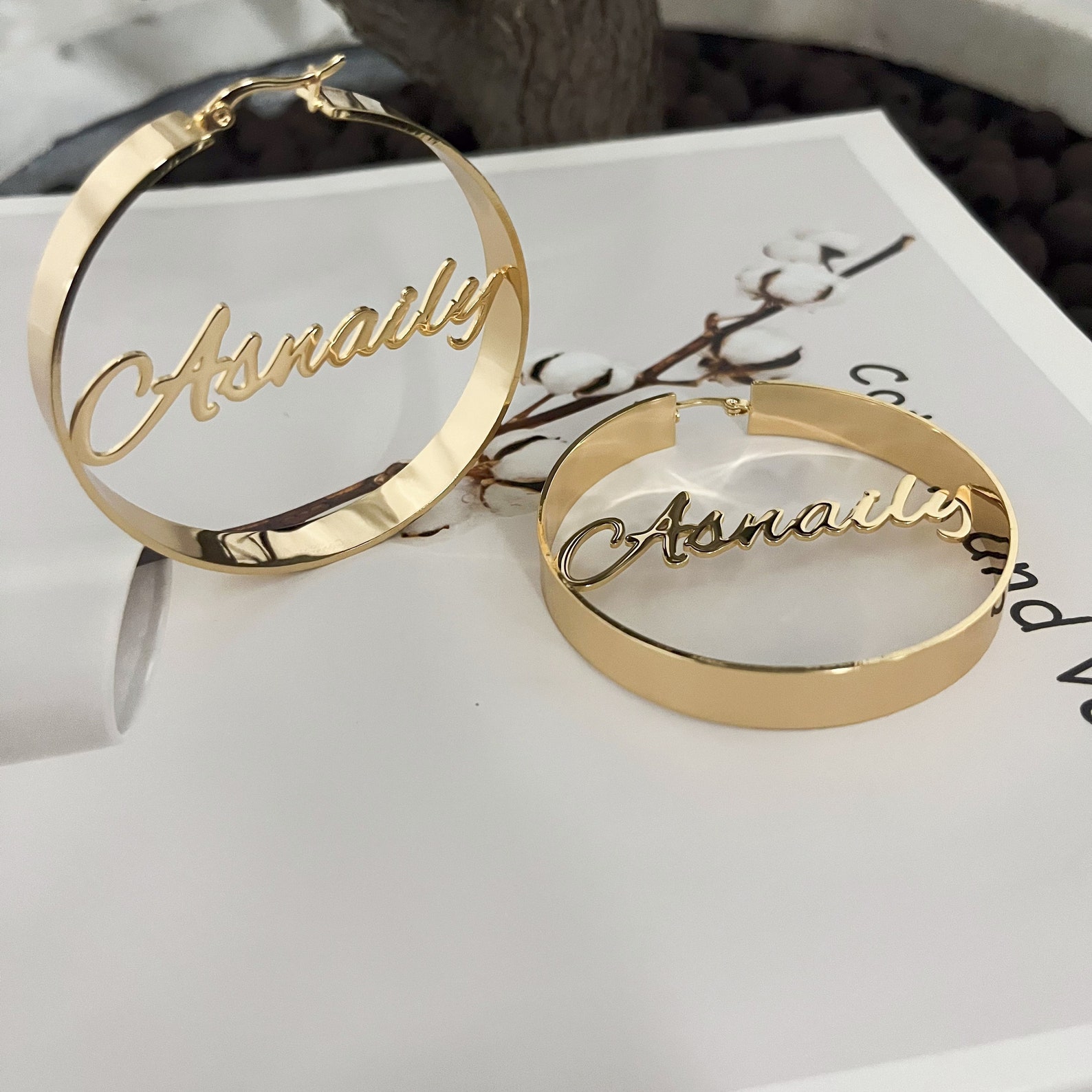 Custom Letter Hoop Earrings, Hoop Name Earrings, Women's Hoop Earrings ...