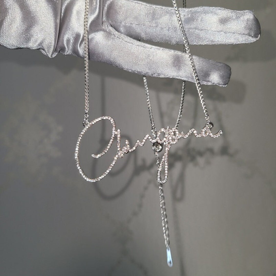 Diamond Name Necklace, Custom Crystal Name Necklace, Name Necklace ...