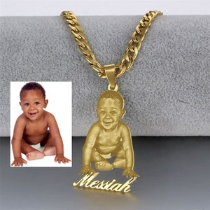 Custom Engraved Photo Pendant Necklace, Piecture Necklace, 18k Gold ...