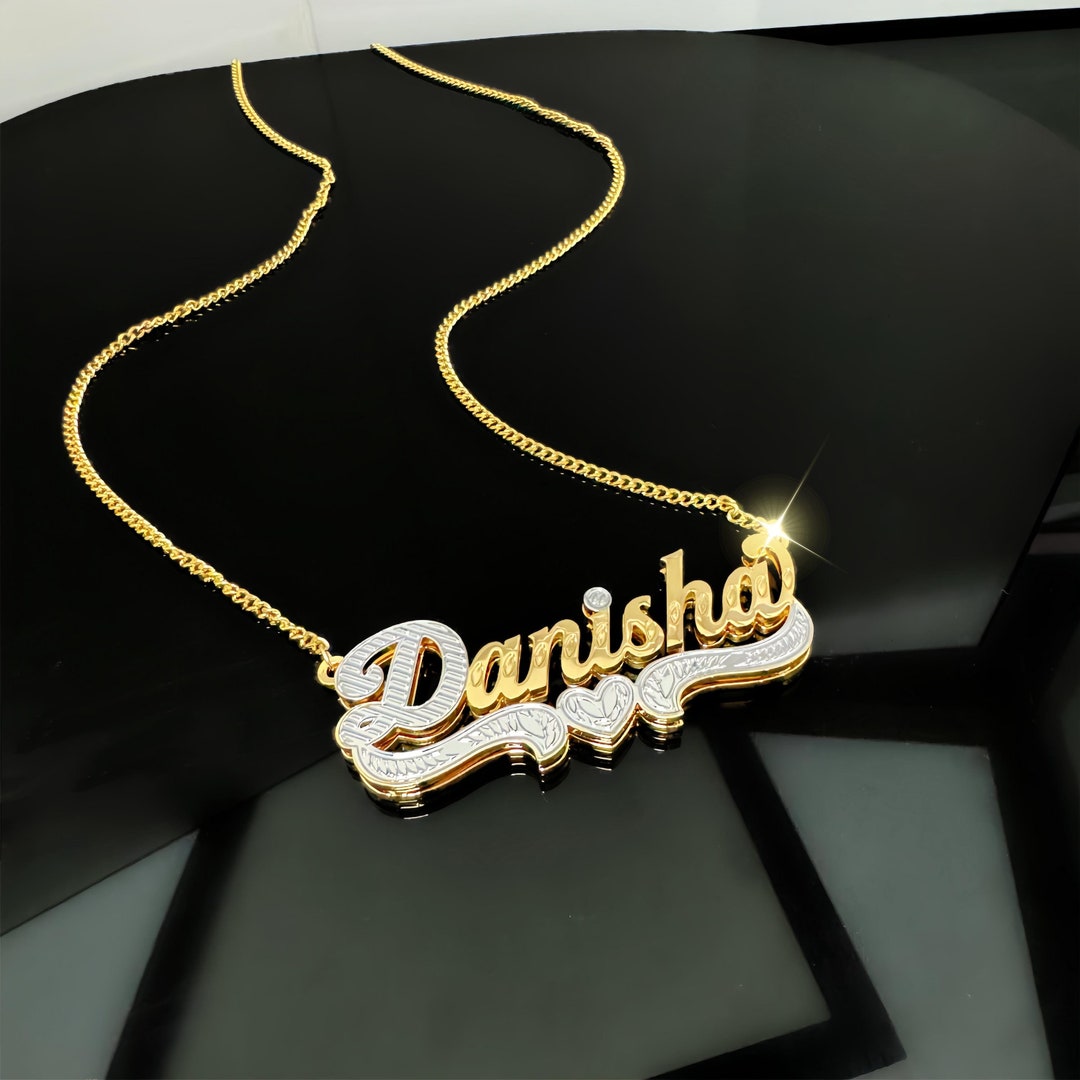 Custom Name Necklace,two Tone Name Necklace,double Plated Necklace ...
