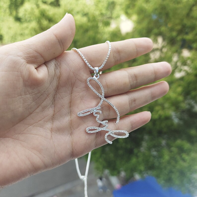 Custom Diamond Handwritten Name Necklace Crystal Name - Etsy