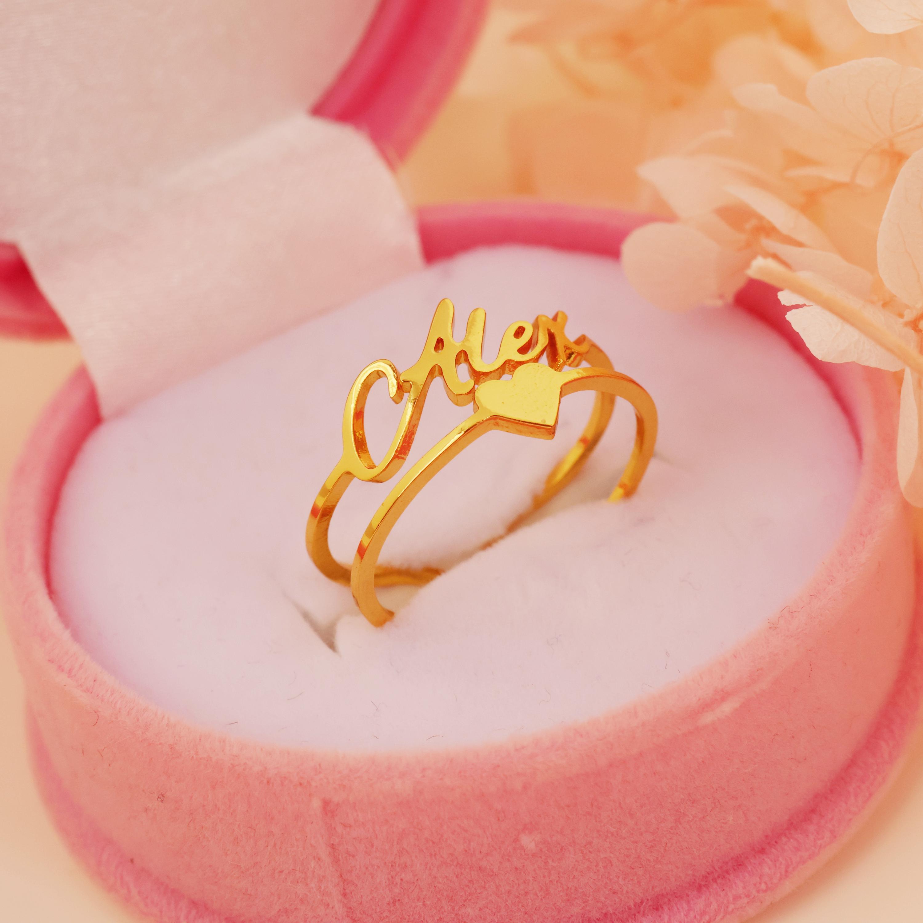 Custom Name Ring, Dainty Name Ring, Custom Initial Ring, Customized ...