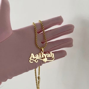 18K Gold Filled Name Necklace, Thick Box Chain, Custom Name Necklace ...