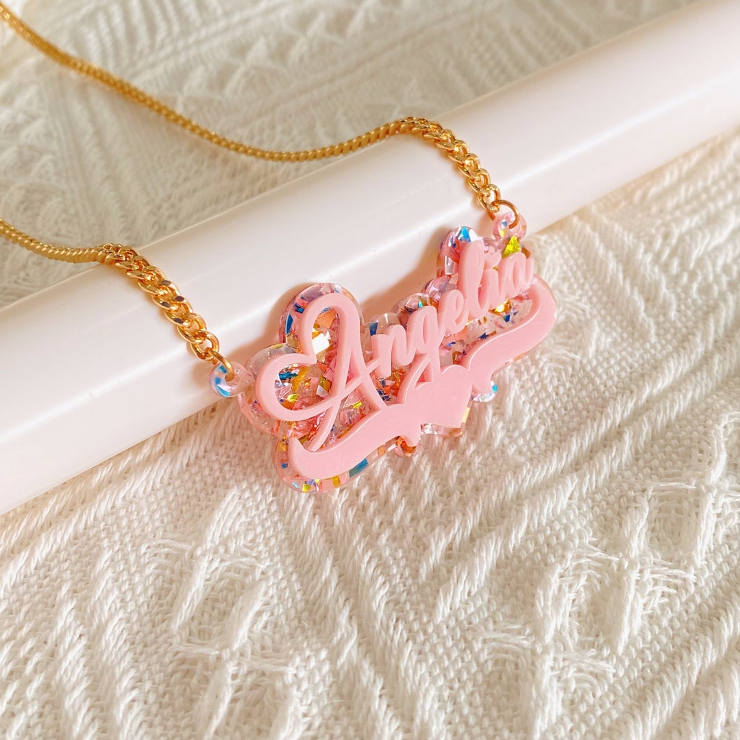 Acrylic Nameplate,custom Name Necklace,colorful Name Necklace ...