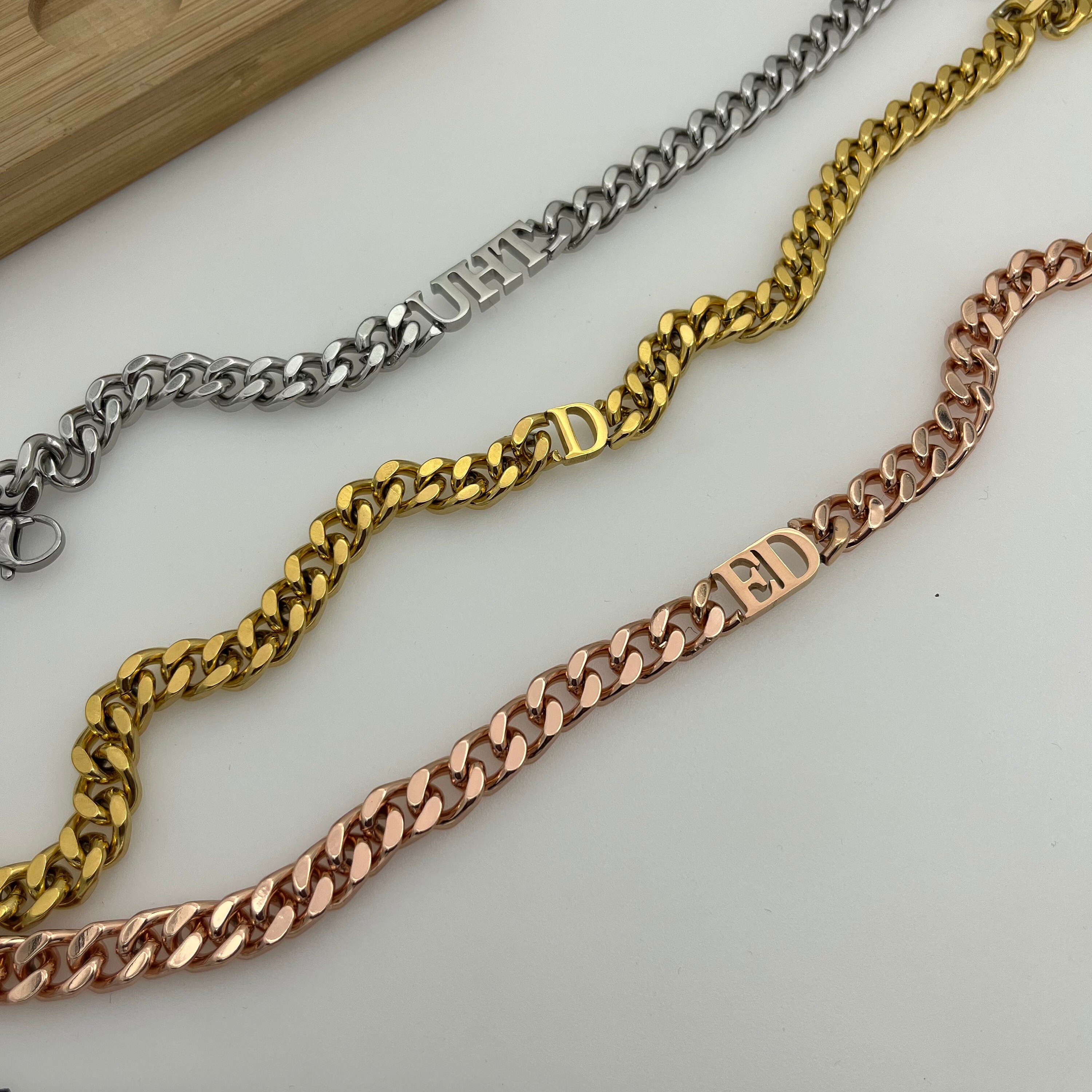 Custom 8mm Thick Cuban Chain Blod Letter Necklace Letter Name - Etsy