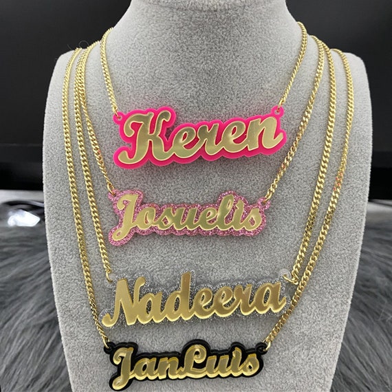 Glitter name necklace store