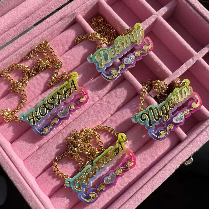 Acrylic Nameplate Custom Name Acrylic Necklace Personalized - Etsy