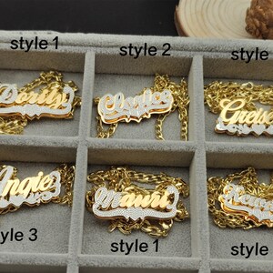 Two Tone Nameplate Necklace, Double Plated Name Necklace, Custom Name ...