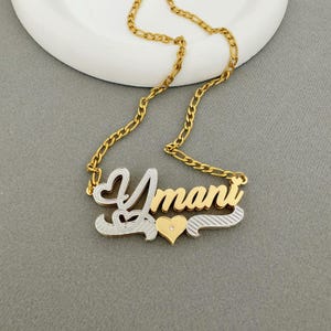 Personalized Double Name Necklace, Custom Name Necklace, Two Tone Name ...