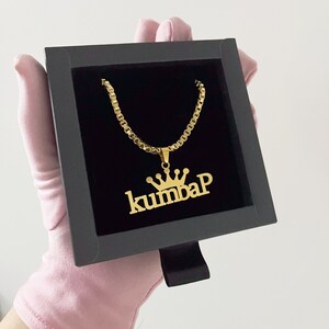 Custom 18K Gold Filled Name Necklace Box Chain, Men Name Necklace ...