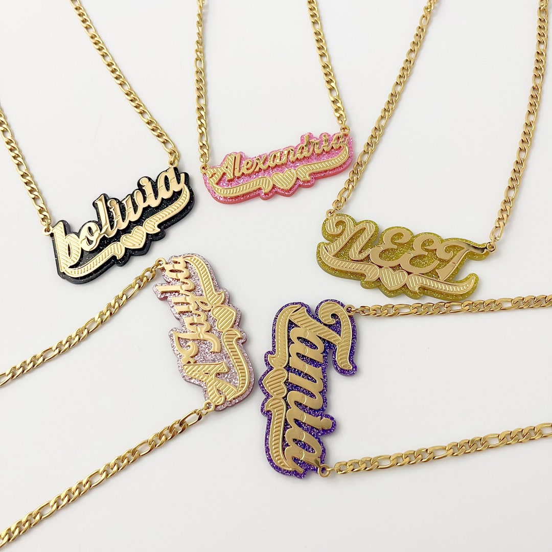 Name Plate, Acrylic Nameplate, Custom Name Necklace, Double Plated Name ...