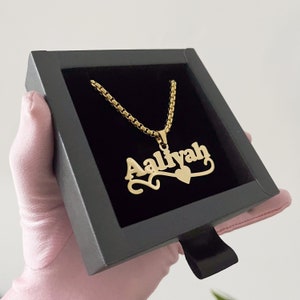 18K Gold Filled Name Necklace, Thick Box Chain, Custom Name Necklace ...