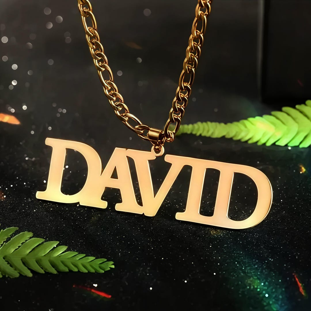 Custom Name Necklace, Men Name Necklace, Name Plate Necklace, Gold Name ...