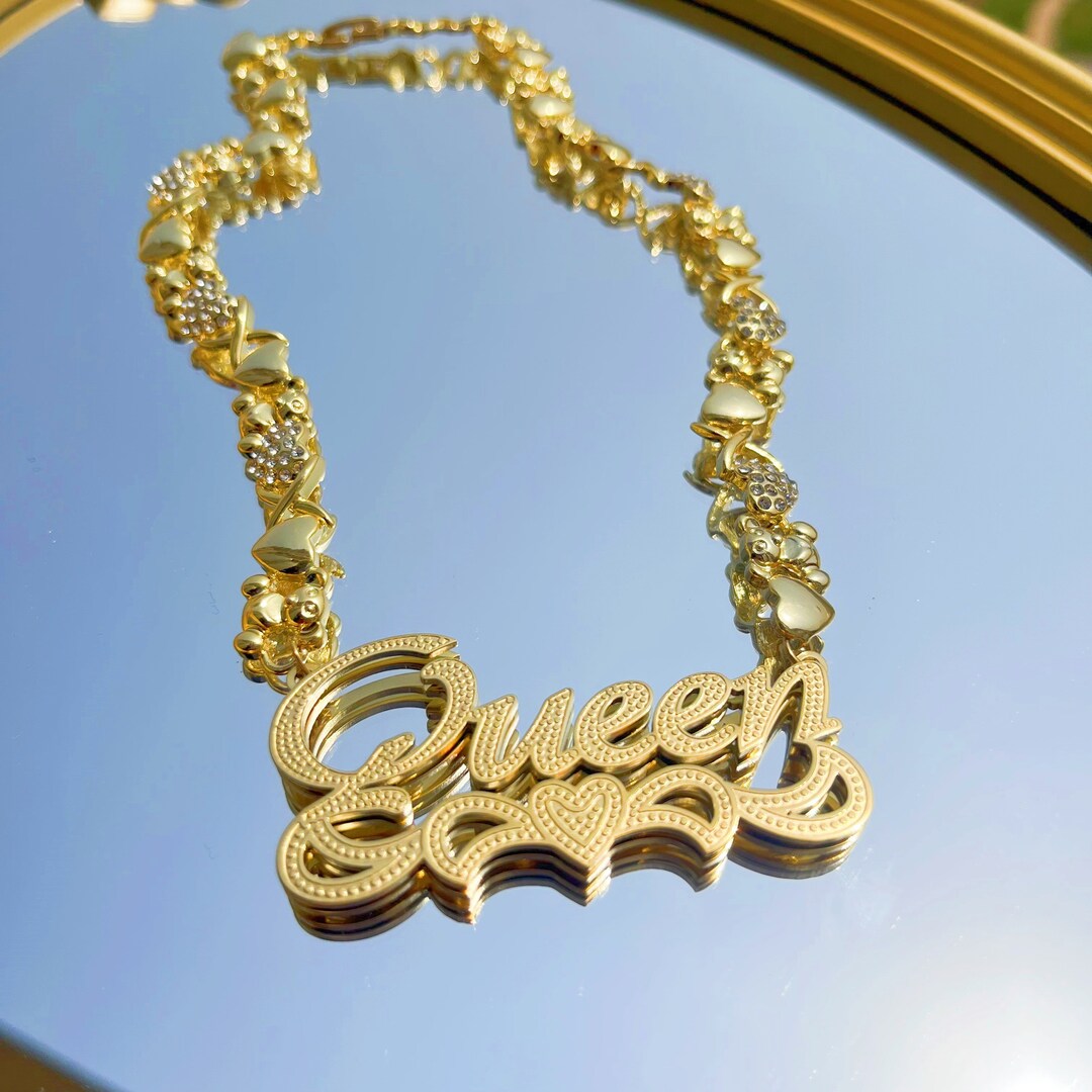 Custom Teddy Bear Chain Name Necklace Name Plate Necklace Etsy Custom Teddy Bear Chain Name Necklace Name Plate Necklace Etsy