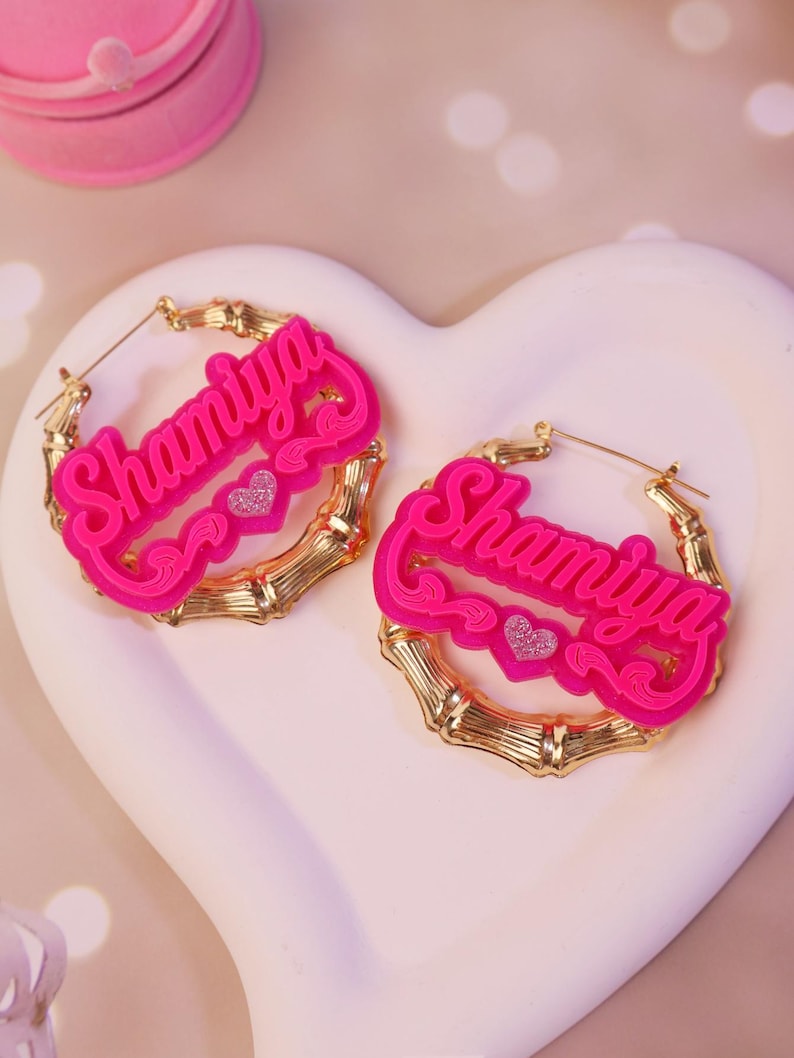 Custom Bamboo Earrings,name Bamboo Earrings,acrylic Name Bamboo ...