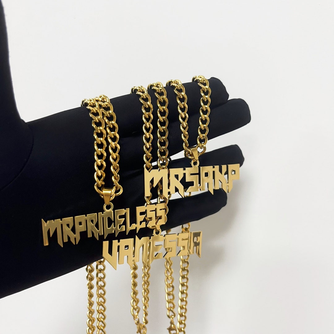 Custom 6mm Cuban Name Necklace, 18K Gold Filled Name Necklace, Hip Pop ...