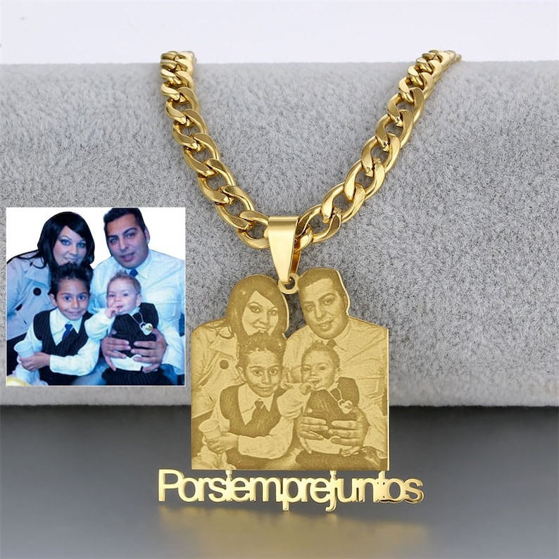 Custom Engraved Photo Pendant Necklace, Piecture Necklace, 18k Gold ...