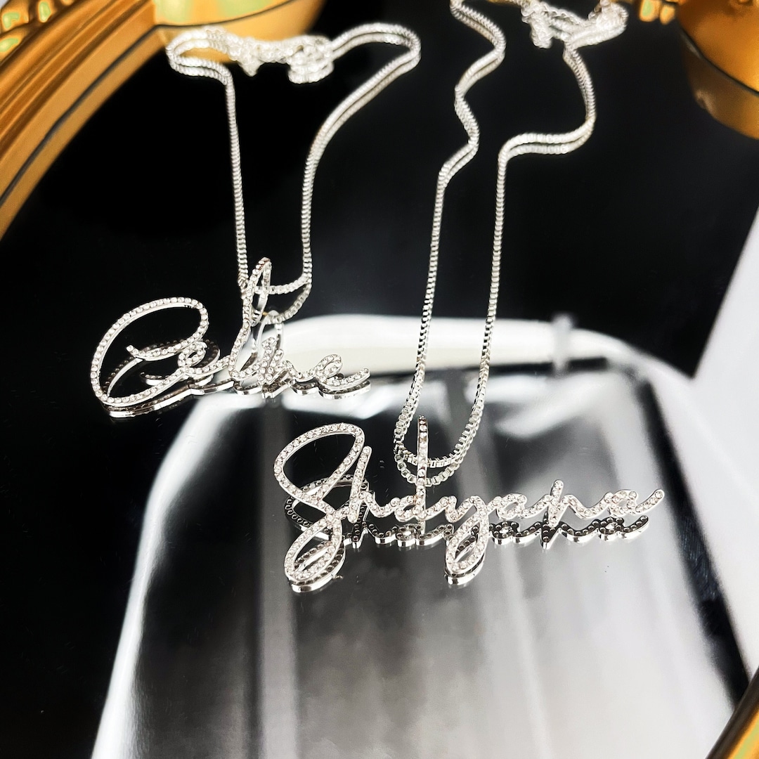 Custom Name Necklace, 925 Sterling Silver Necklace, Bling Name Necklace ...