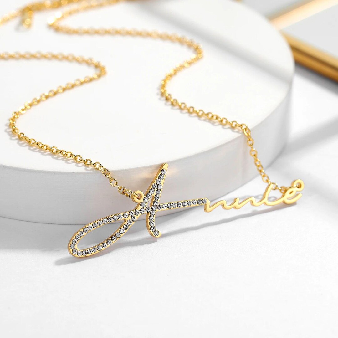 Script Diamond Name Necklace, Custom Name Necklace, Personalized Name ...