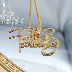 Custom Diamond Handwritten Name Necklace, Crystal Name Necklace ...