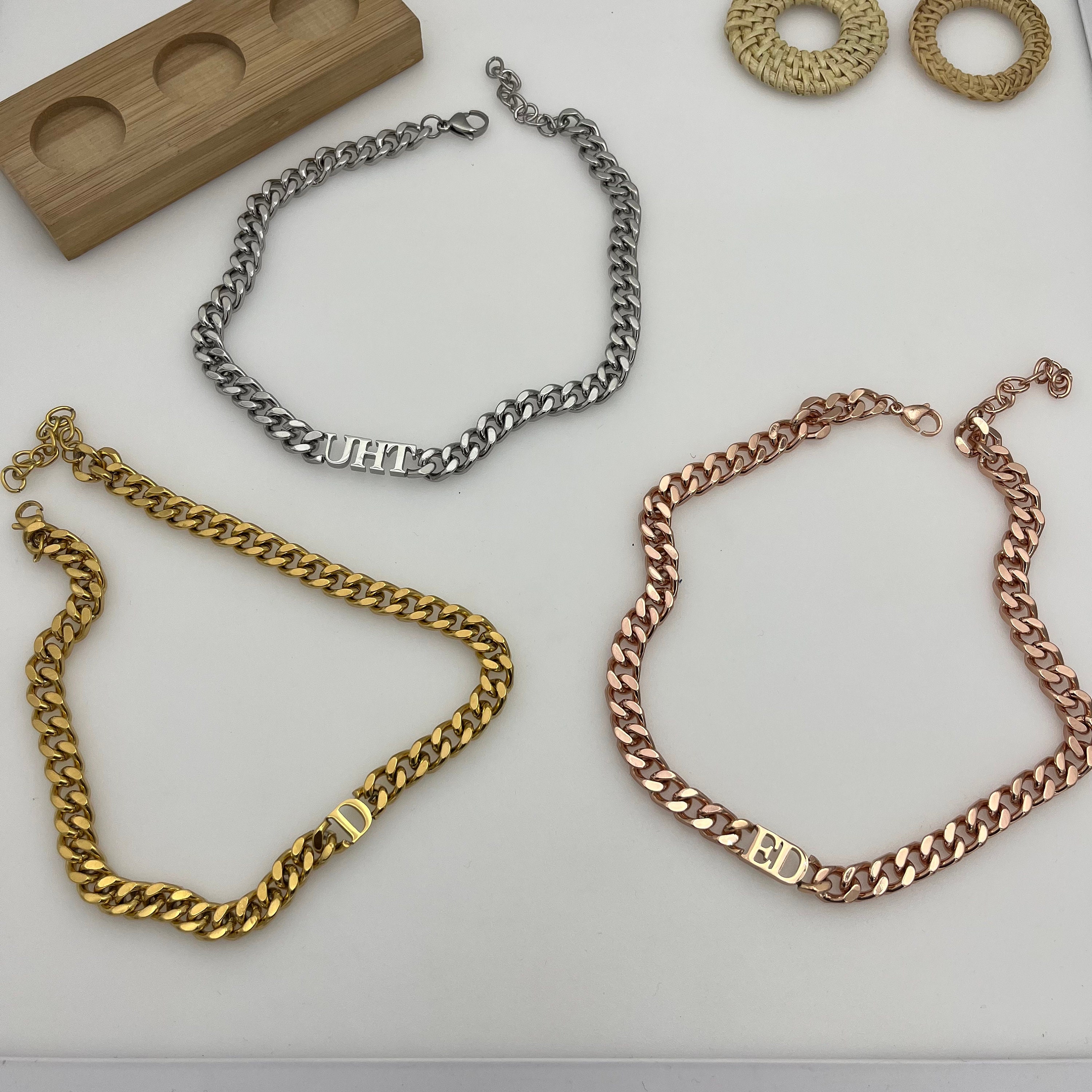 Custom 8mm Thick Cuban Chain Blod Letter Necklace Letter Name - Etsy