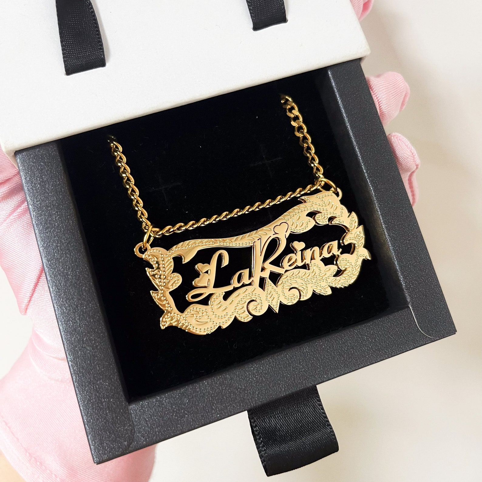 Name Plate, Nameplate Necklace, Custom Name Necklace, Double Plated ...