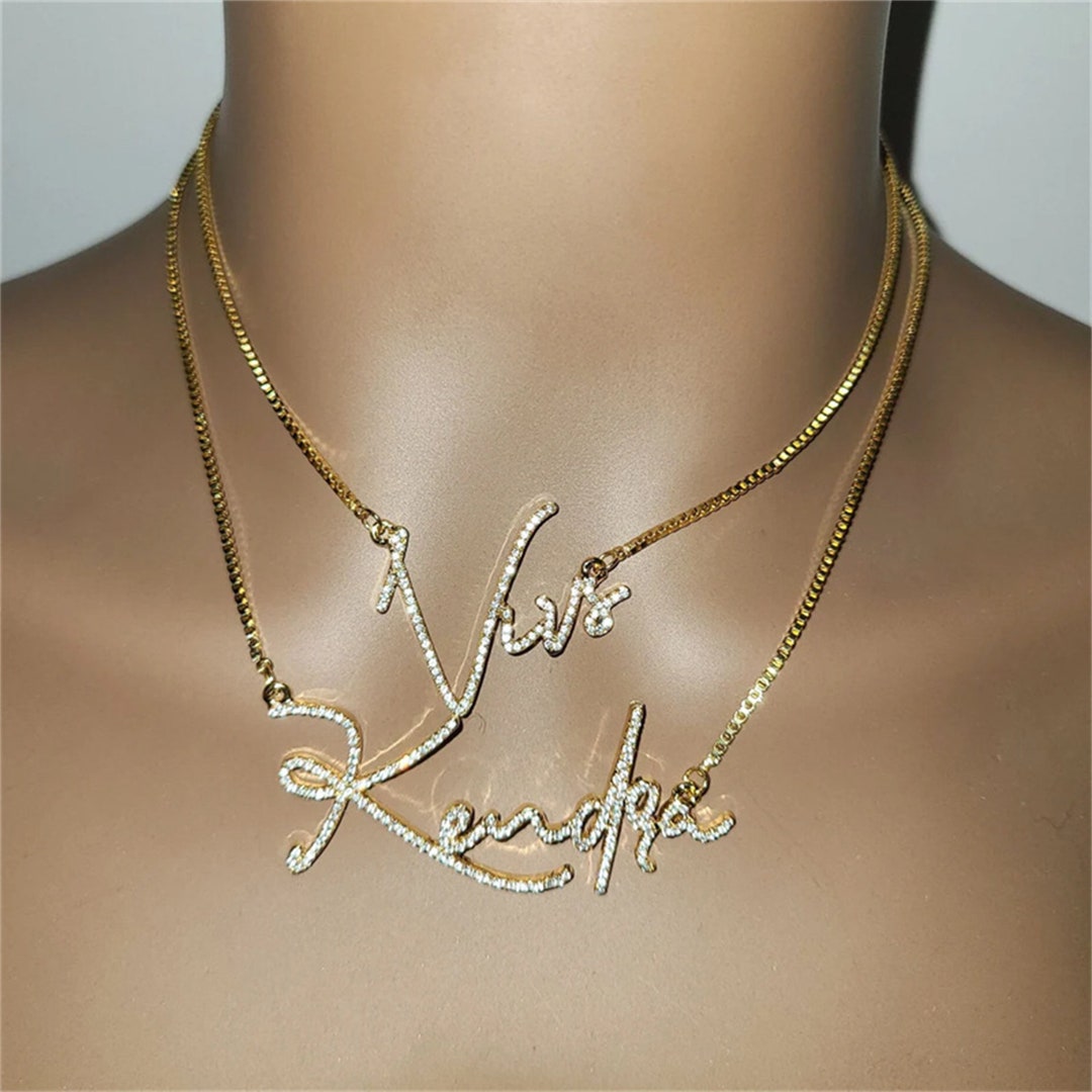 Script Diamond Name Necklace, Custom Name Necklace, Handwritten Name ...