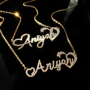Diamond Name Necklace,gold Name Necklace,custom Name Necklace,crystal ...