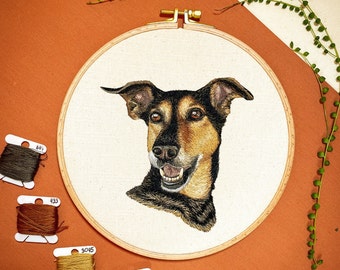 Custom Pet Portrait Embroidery Pet Memorial Thread Painting - Etsy