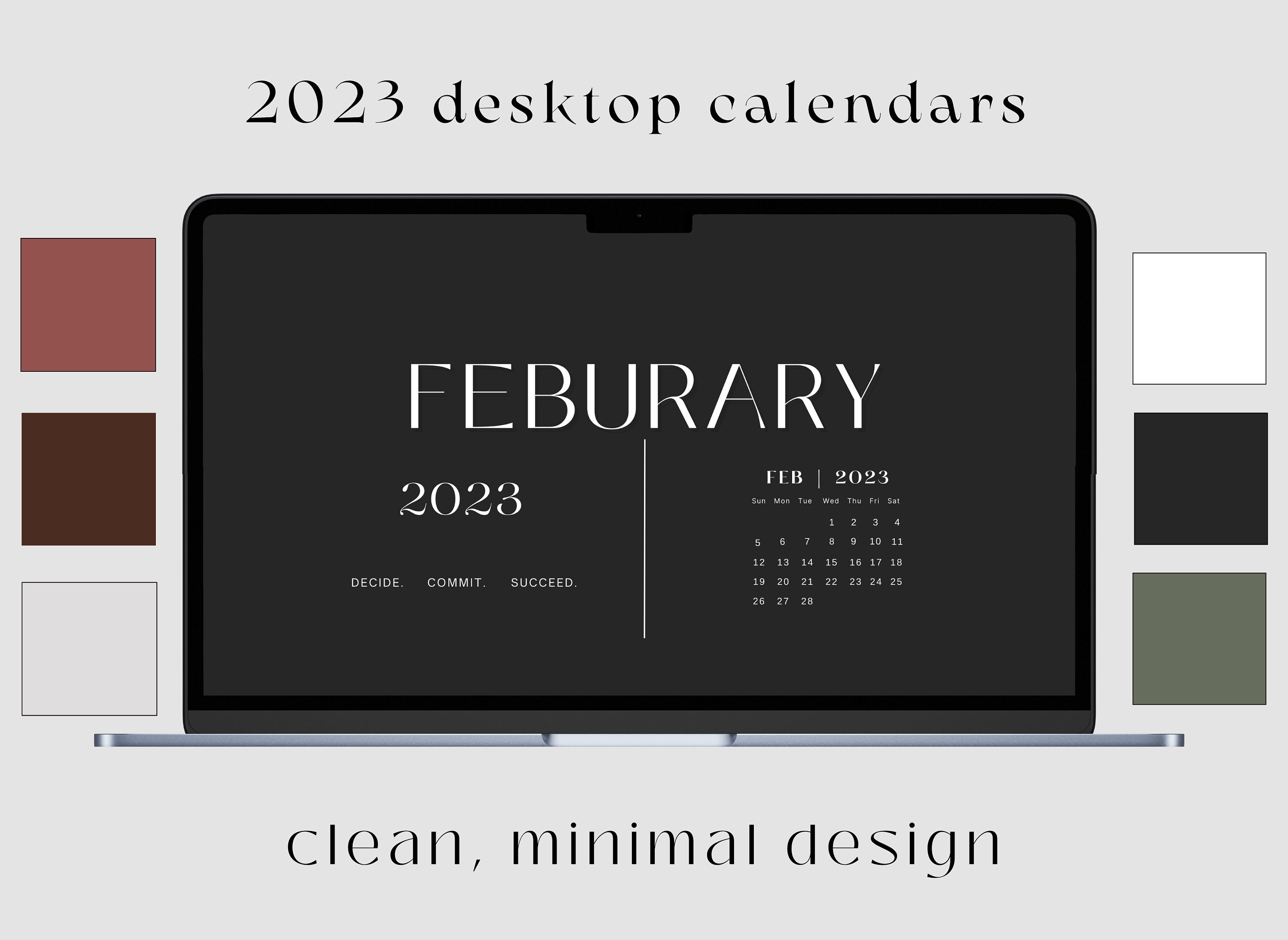 2023 Monthly Desktop Calendar Wallpaper | Minimal Neutral 2023 Calendar ...