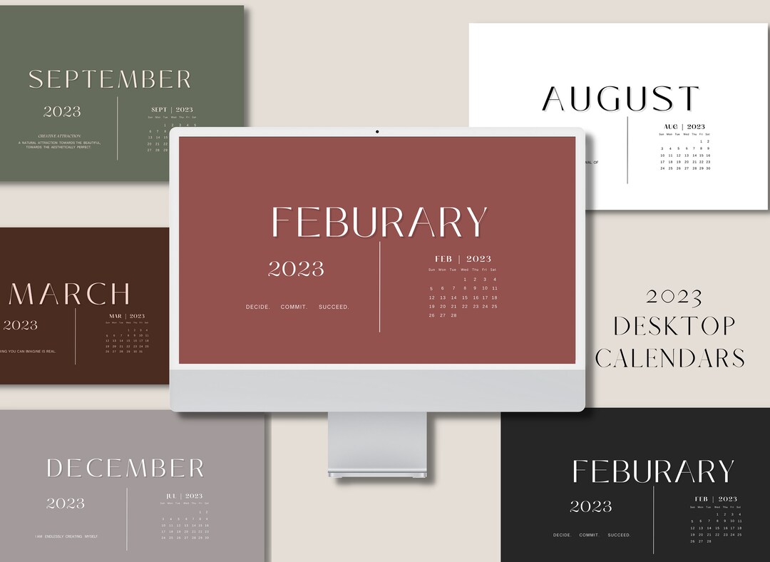2023 Monthly Desktop Calendar Wallpaper | Minimal Neutral 2023 Calendar ...