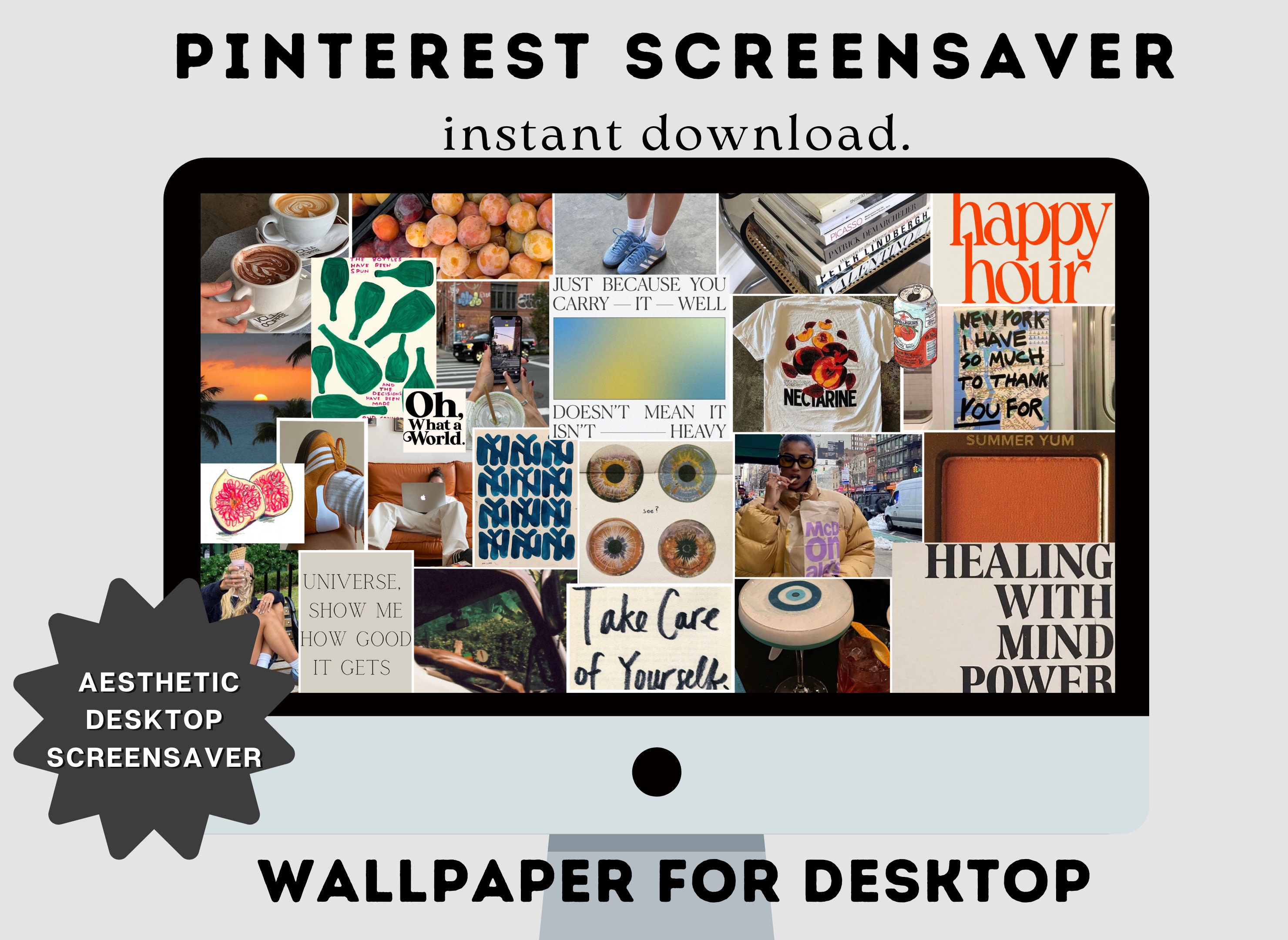 Desktop Wallpaper | Aesthetic Pinterest Moodboard | Instant Digital ...