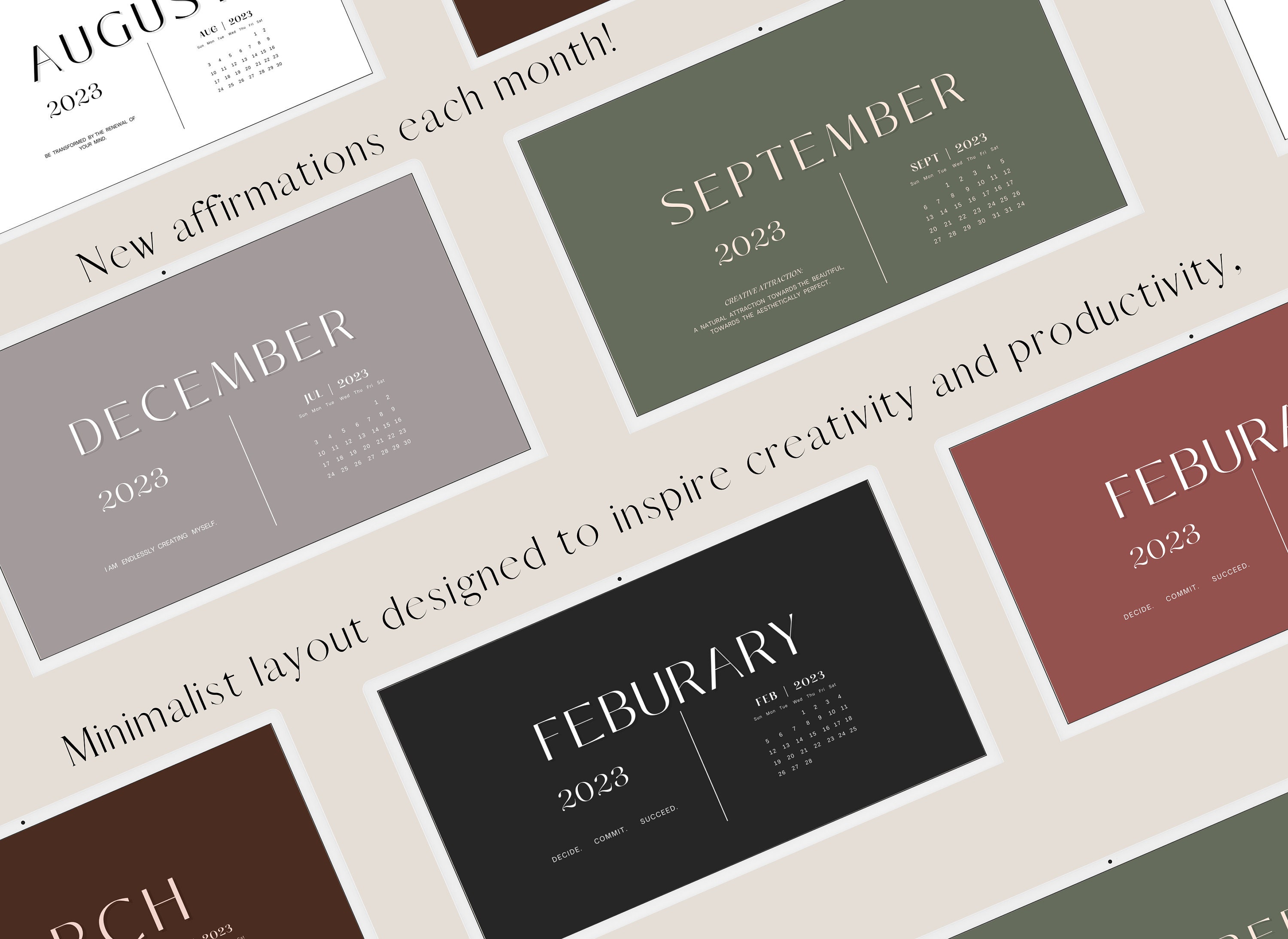 2023 Monthly Desktop Calendar Wallpaper | Minimal Neutral 2023 Calendar ...