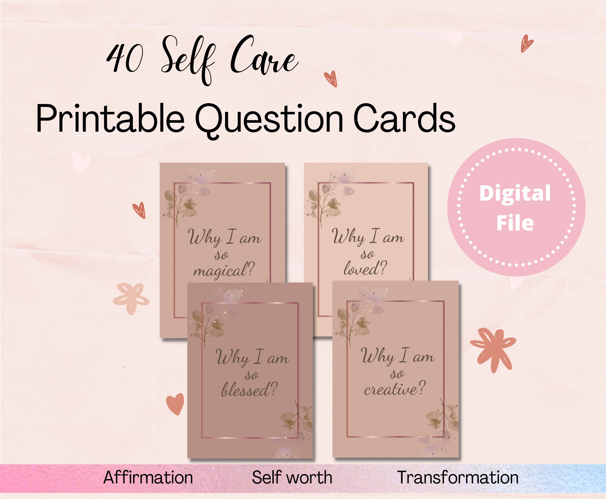 Printable Positive Self Talk Cards, Digital Download, Printable ...