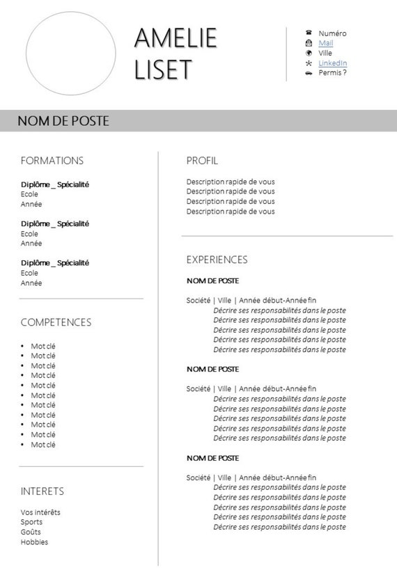 CV Template Simple / Résume Template Simple - Etsy