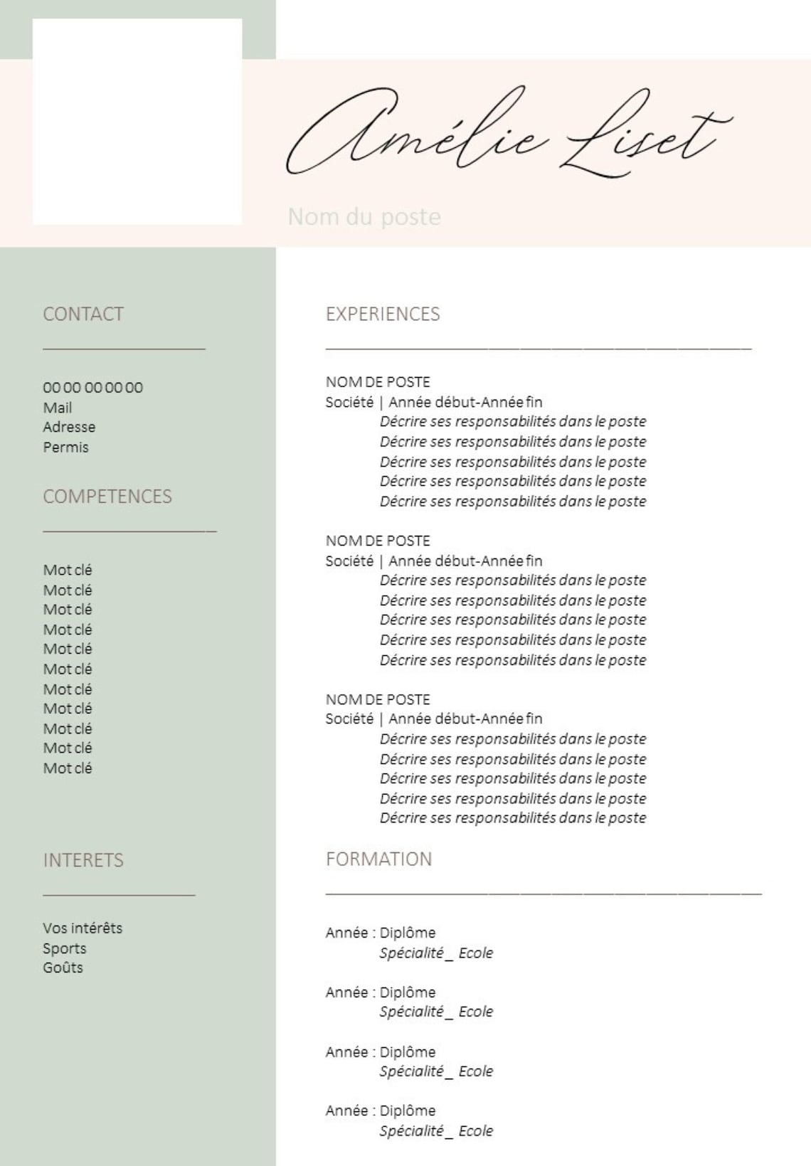 CV Template Pastel / Résume Template Pastel Colors - Etsy