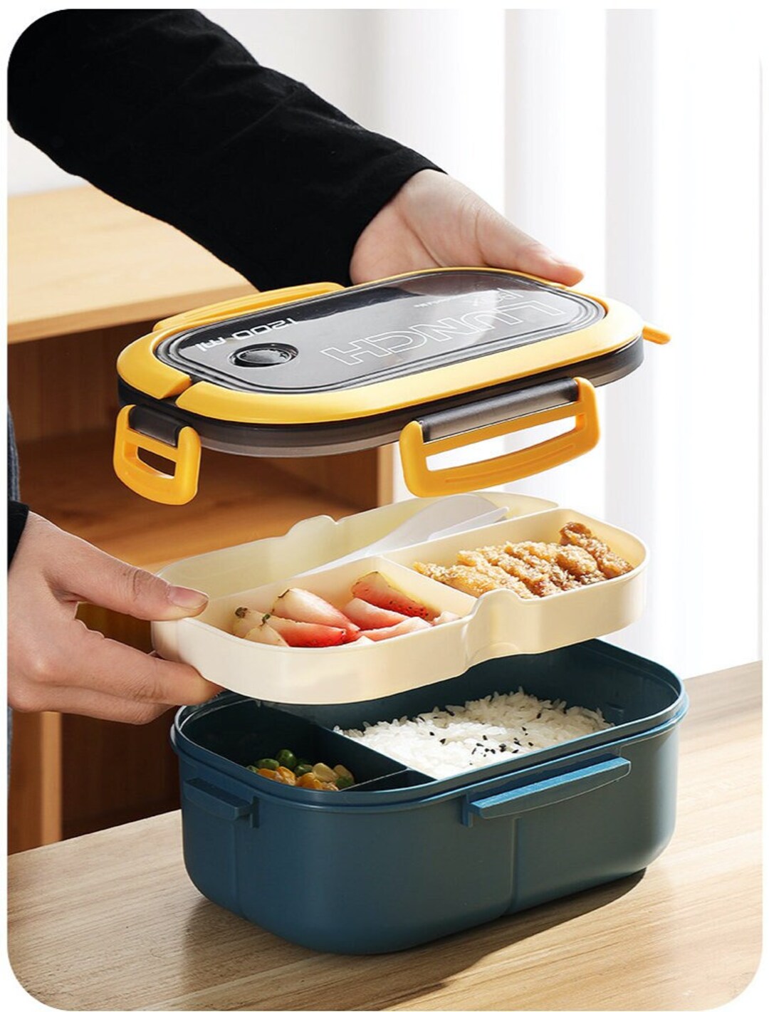 Portable bento box bento box with compartments heat - Etsy 日本