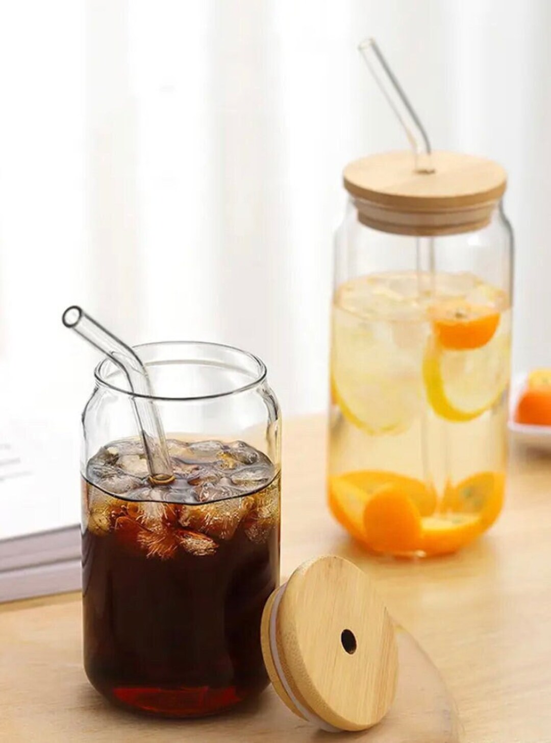 Glass Cup Coffee Cup Glass Straw Bamboo Lid Cleaning - Etsy