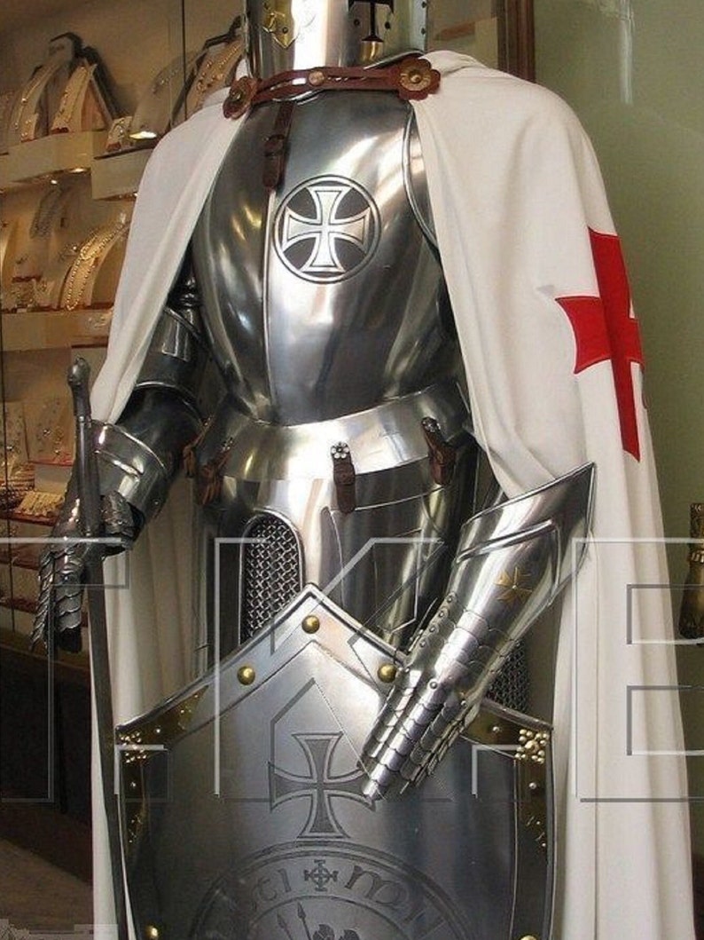 Medieval Templar Armour Suit With Cloak Shield Sword - Etsy