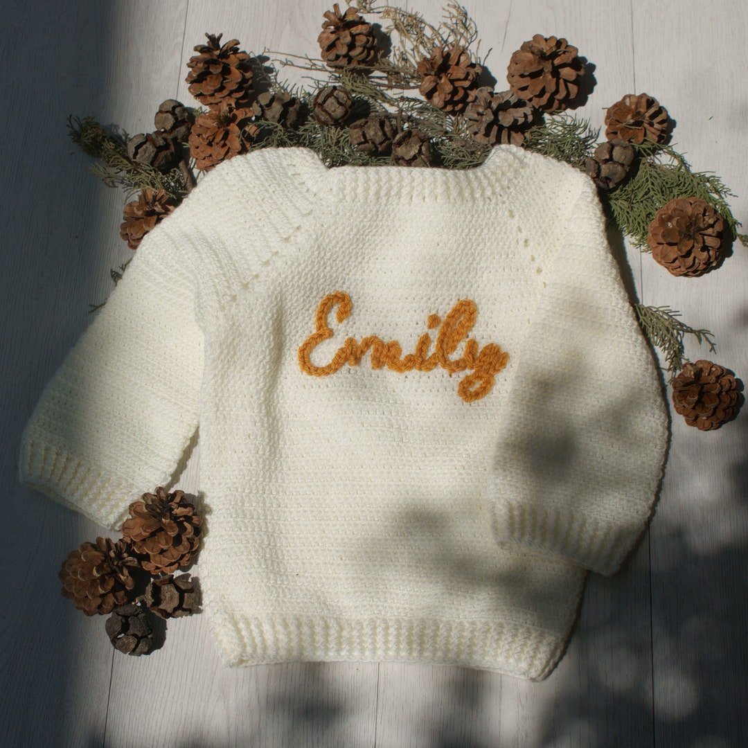 PERSONALIZED BABY SWEATER, Hand Knitted + Hand Embroidered - Custom ...