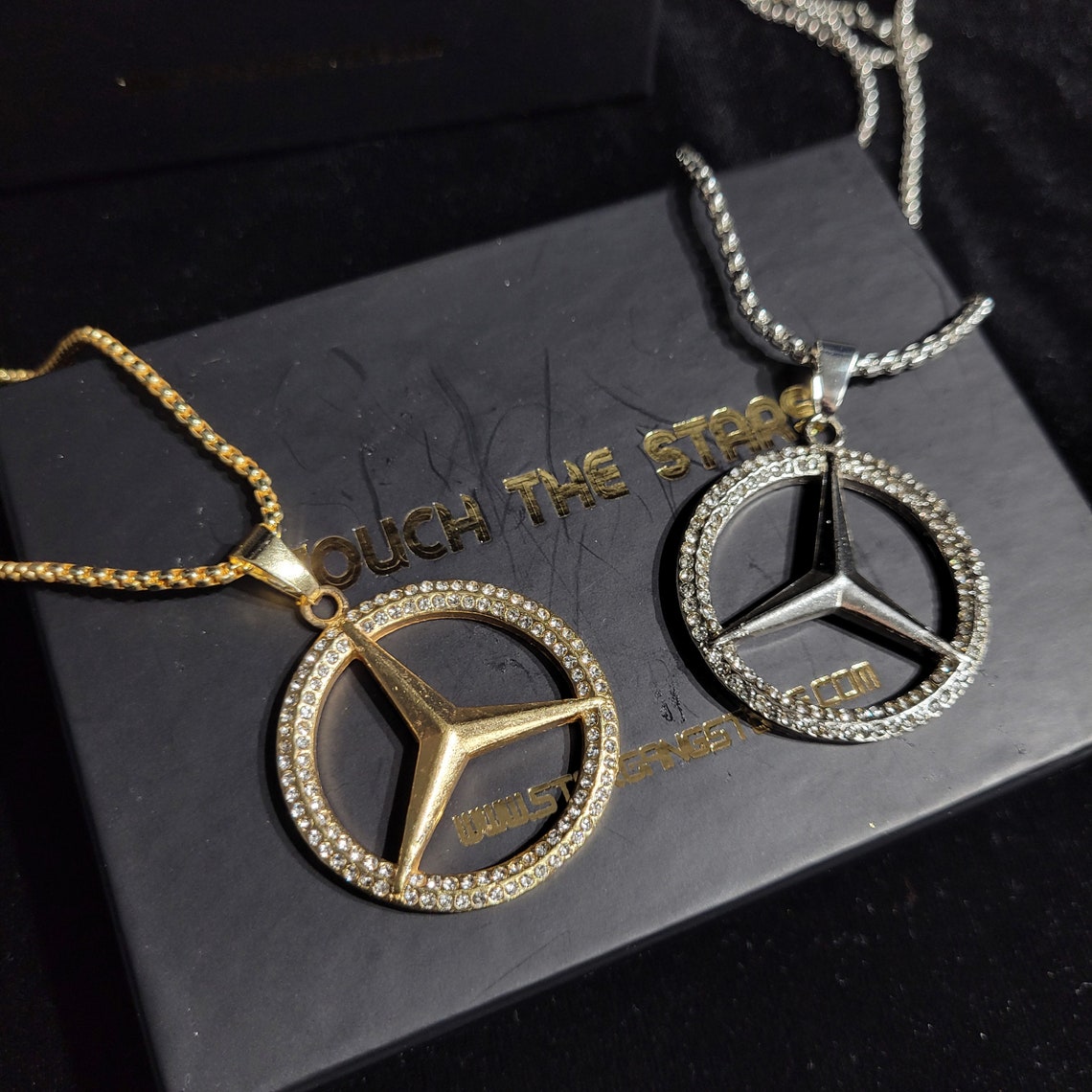 Iced Out Cubic Zirconia Stones Mercedes Benz Pendant Necklace - Etsy