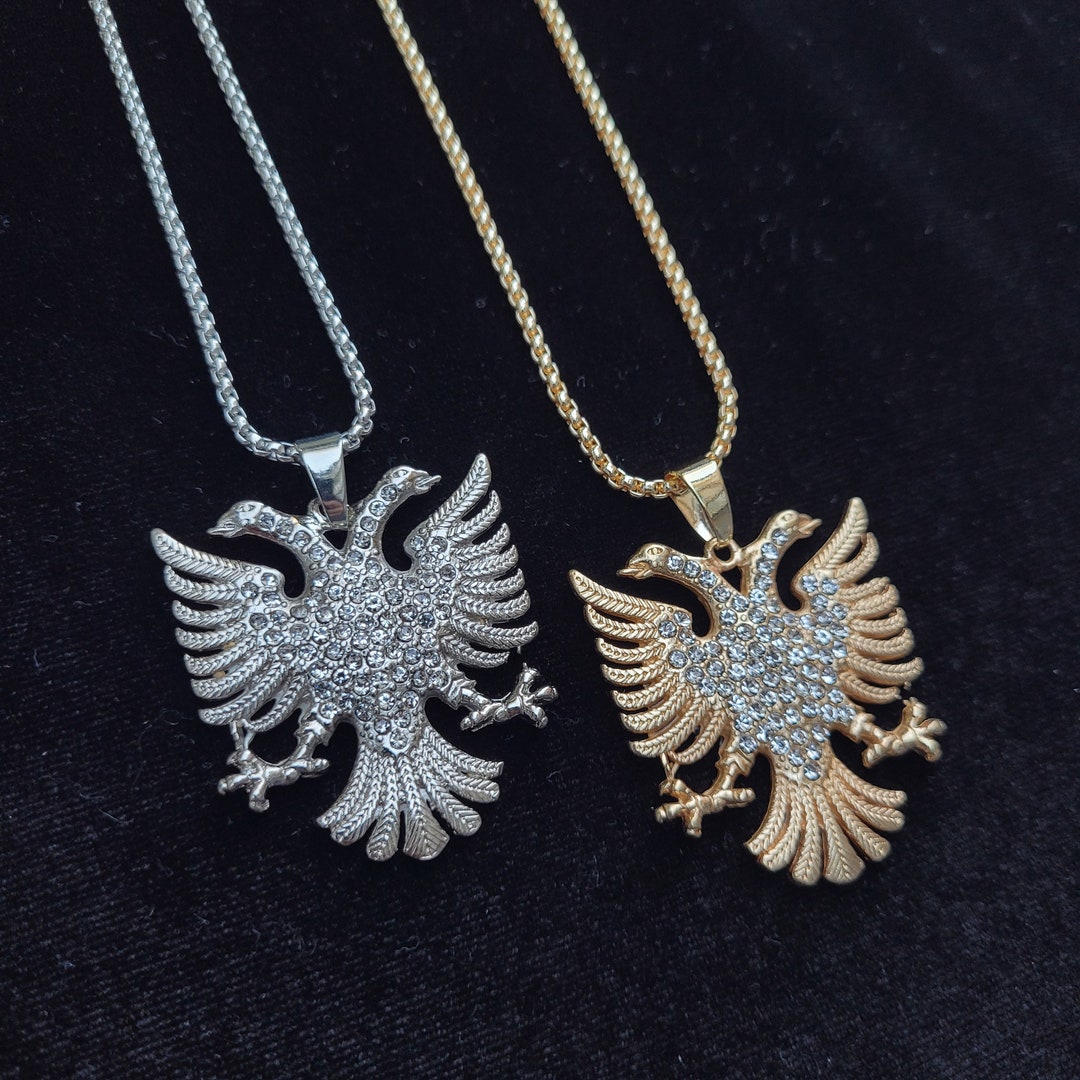 Iced Out Bling Hiphop Cubic Zirconia Roman Double Head Eagle Pendant ...
