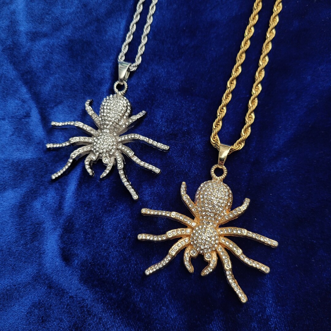 Iced Out Diamond Tarantula Spider Pendant Necklace - Etsy