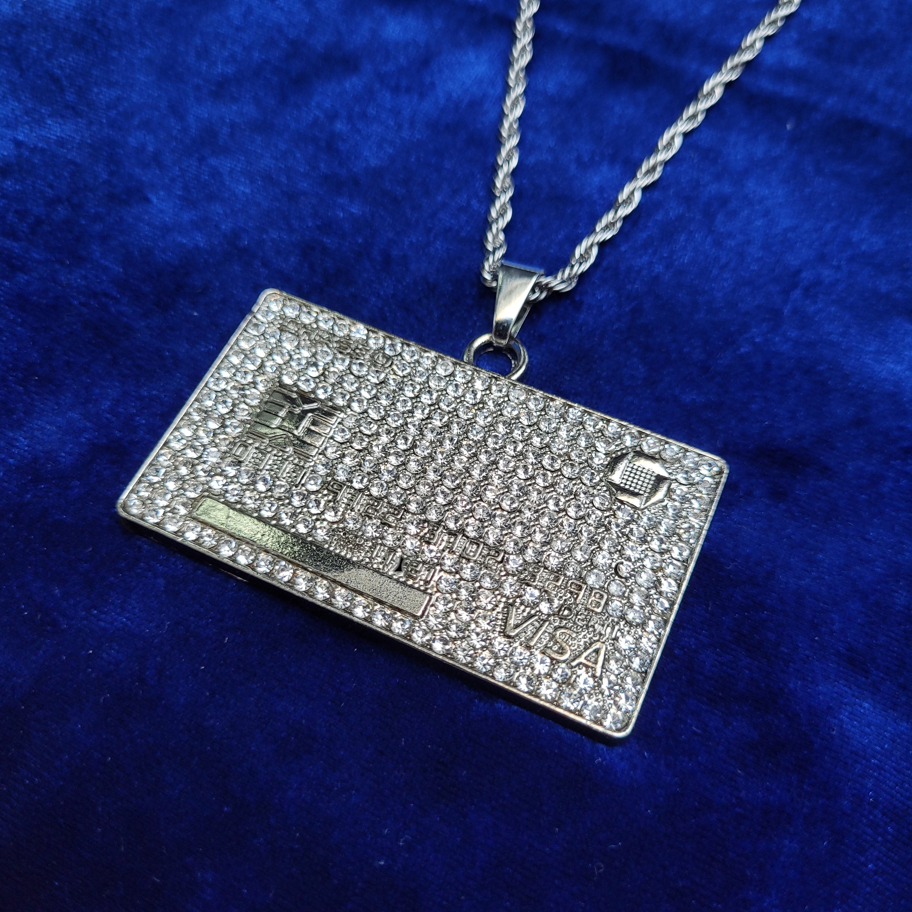 Iced Out Premium Diamond Credit Card Pendant Necklace - Etsy
