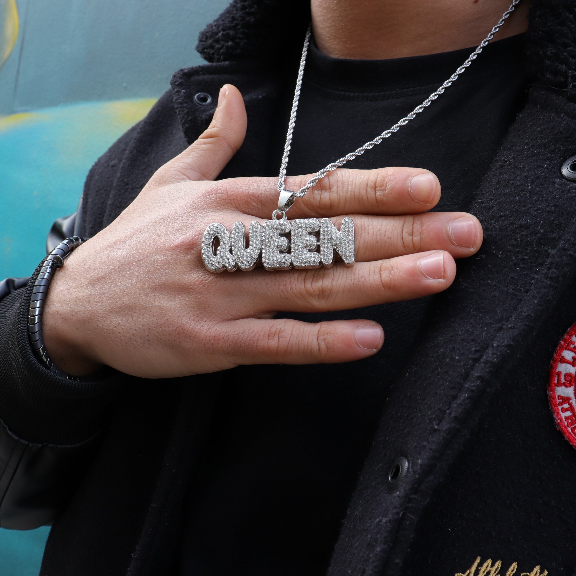 Iced Out Stones Diamond Queen Pendant Necklace Gift for Her - Etsy