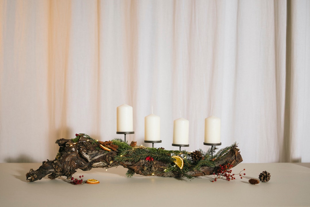 Adventsweinstock Adventskranz aus einem Weinstock / Weinrebe / Holz ...