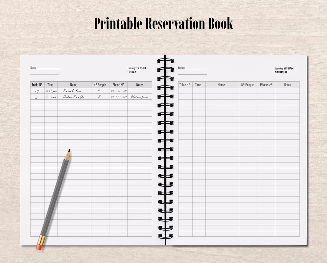 Reservation Book Full Year 2024 Printable Log Book - Etsy Australia